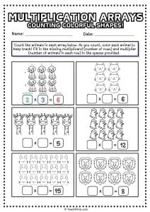Free Multiplication Arrays Worksheets - Teach Prints