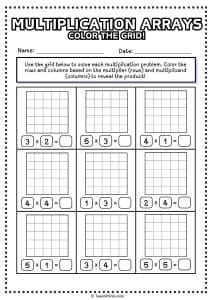 Free Multiplication Arrays Worksheets - Teach Prints
