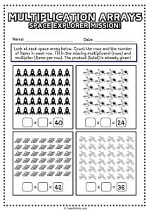 Free Multiplication Arrays Worksheets - Teach Prints