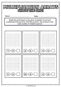 Free Multiplication Arrays Worksheets - Teach Prints