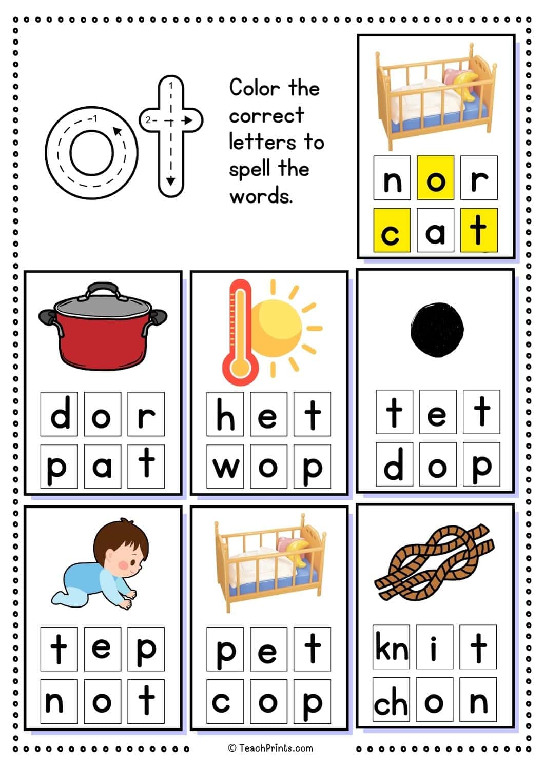 Free 'ot' Word Family Worksheets - Teach Prints