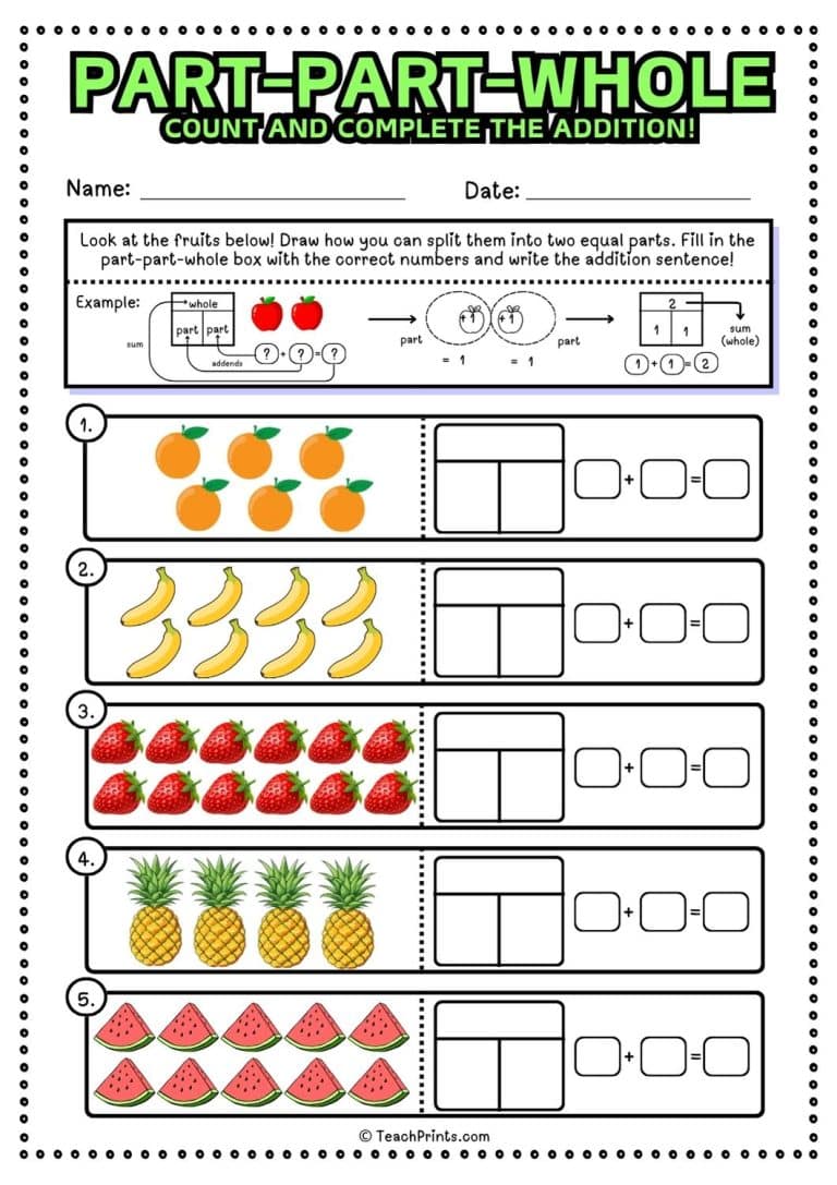 Part-Part Whole Worksheets - Free! - Teach Prints