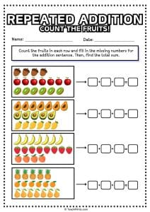 Free Repeated Addition Worksheets - Teach Prints