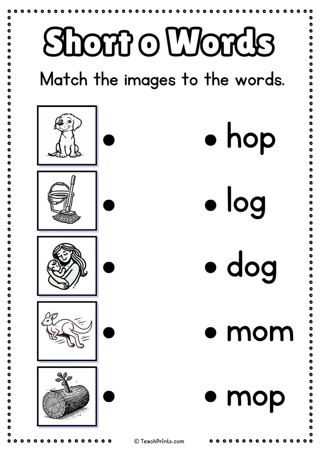 Free Short O Words Worksheets - Teach Prints