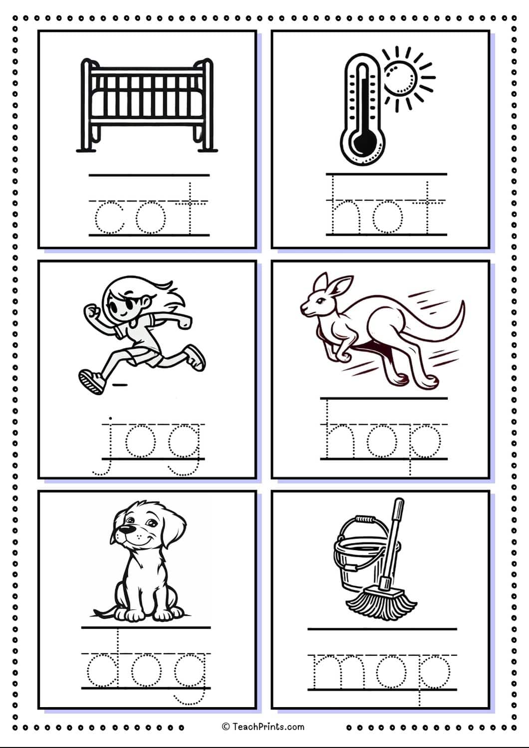Free Short O Words Worksheets - Teach Prints