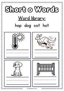 Free Short O Words Worksheets - Teach Prints