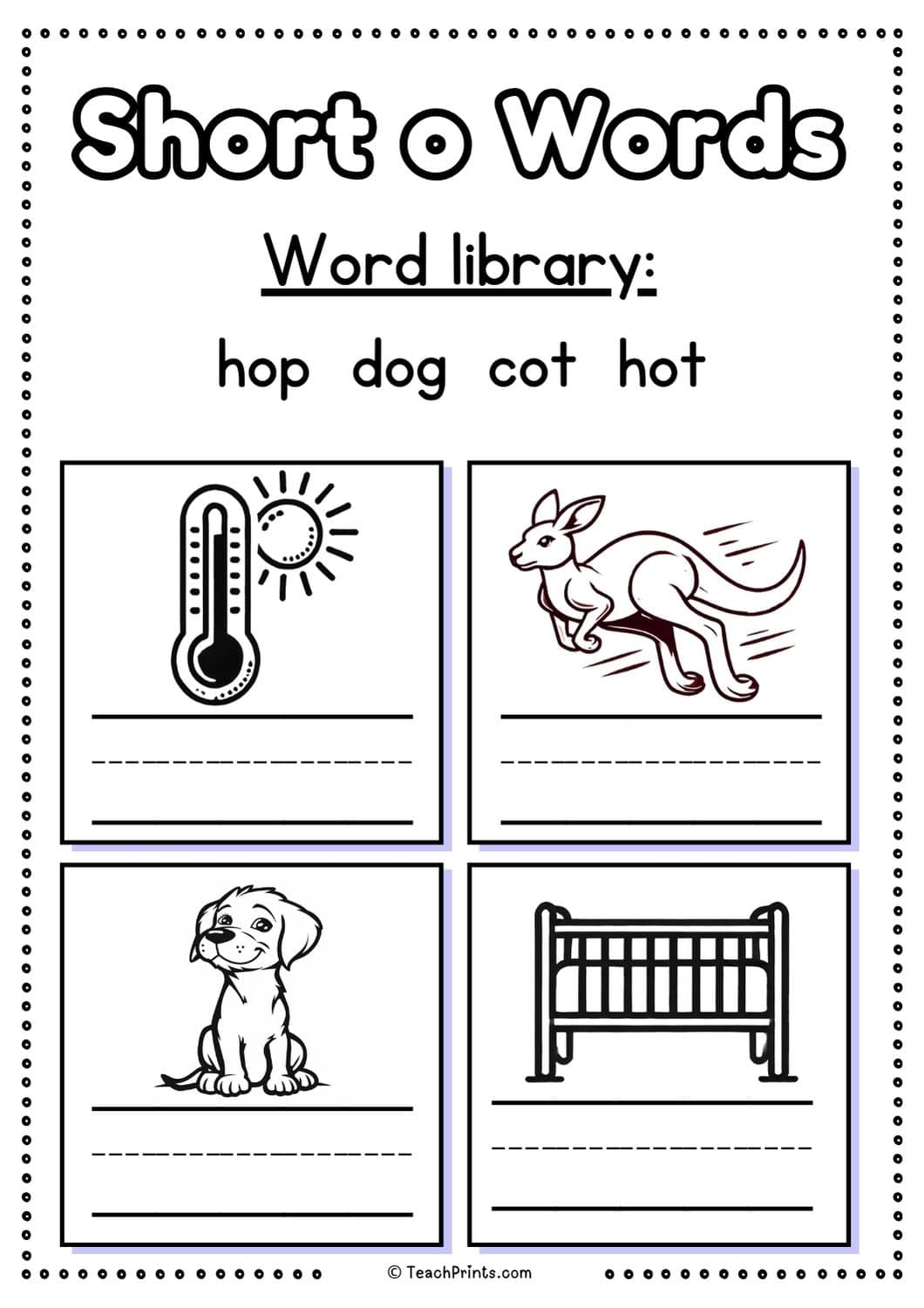 Free Short O Words Worksheets - Teach Prints