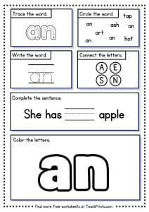 Free Sight Word An Worksheets - Teach Prints