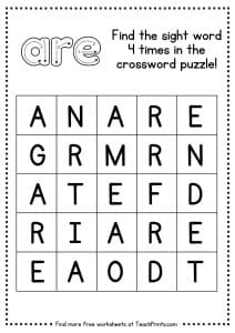 Free Sight Word 'Are' Worksheets - Teach Prints