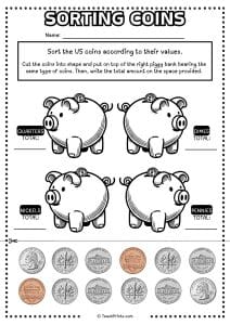 Free Sorting Coins Worksheets - Teach Prints