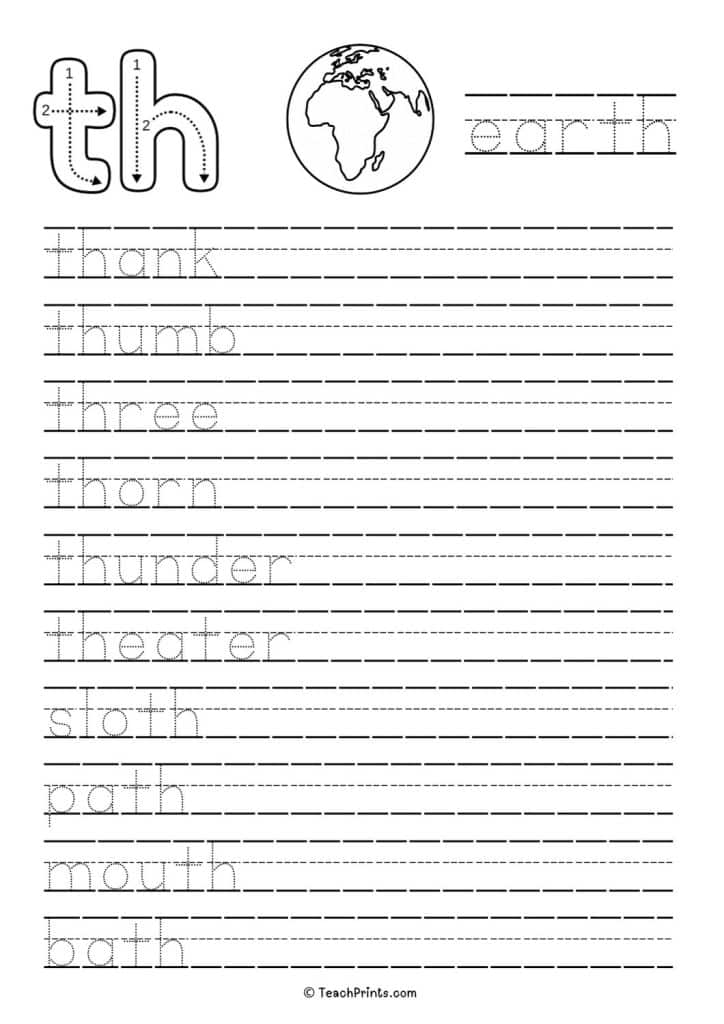 Free Th Worksheets - Teach Prints