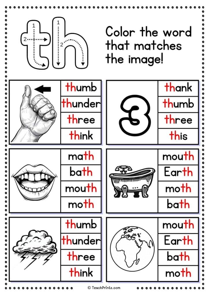 Free Th Worksheets - Teach Prints