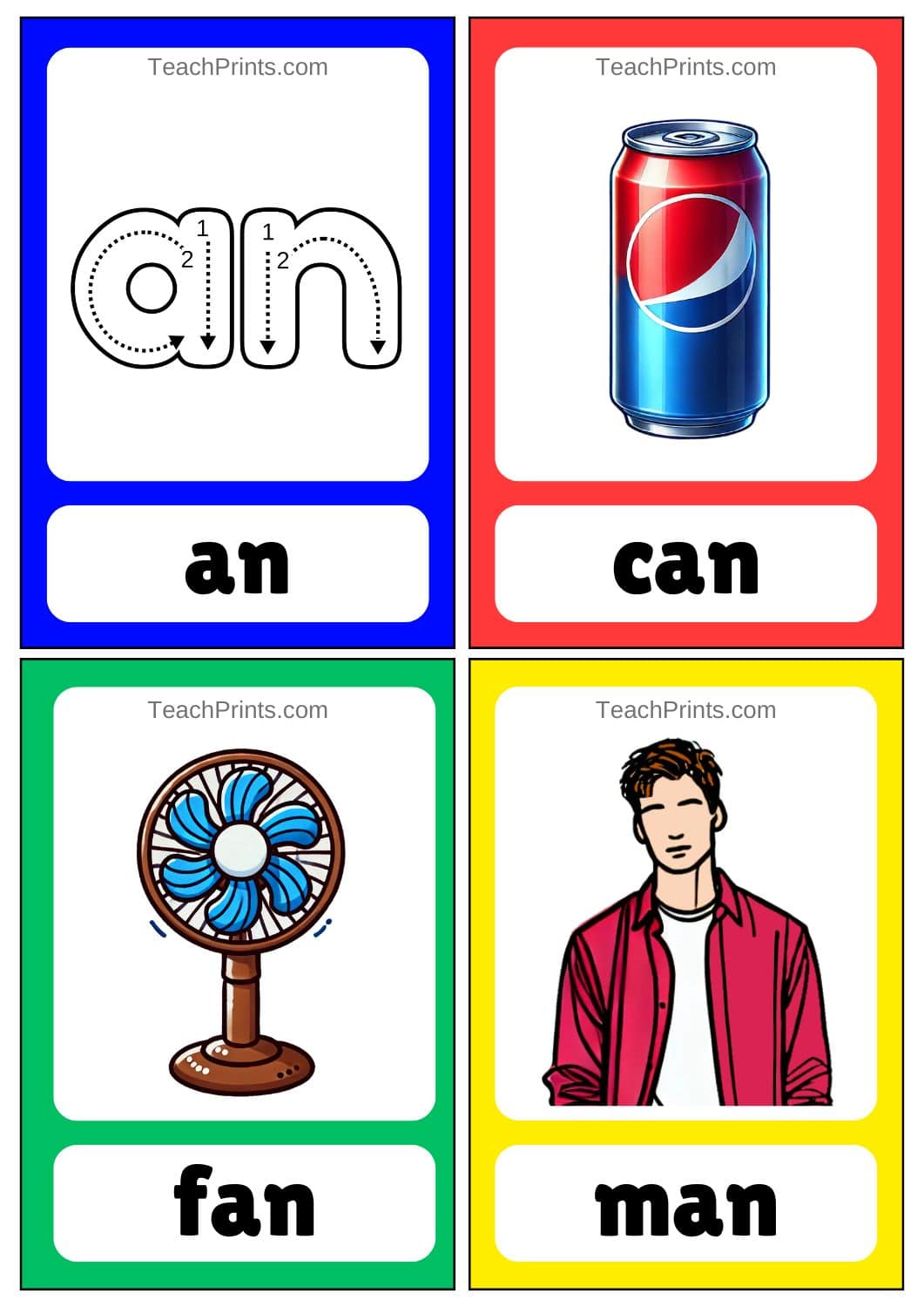 256 Free Word Family Flashcards - Teach Prints