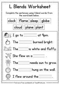 Free L Blend Worksheets - Teach Prints