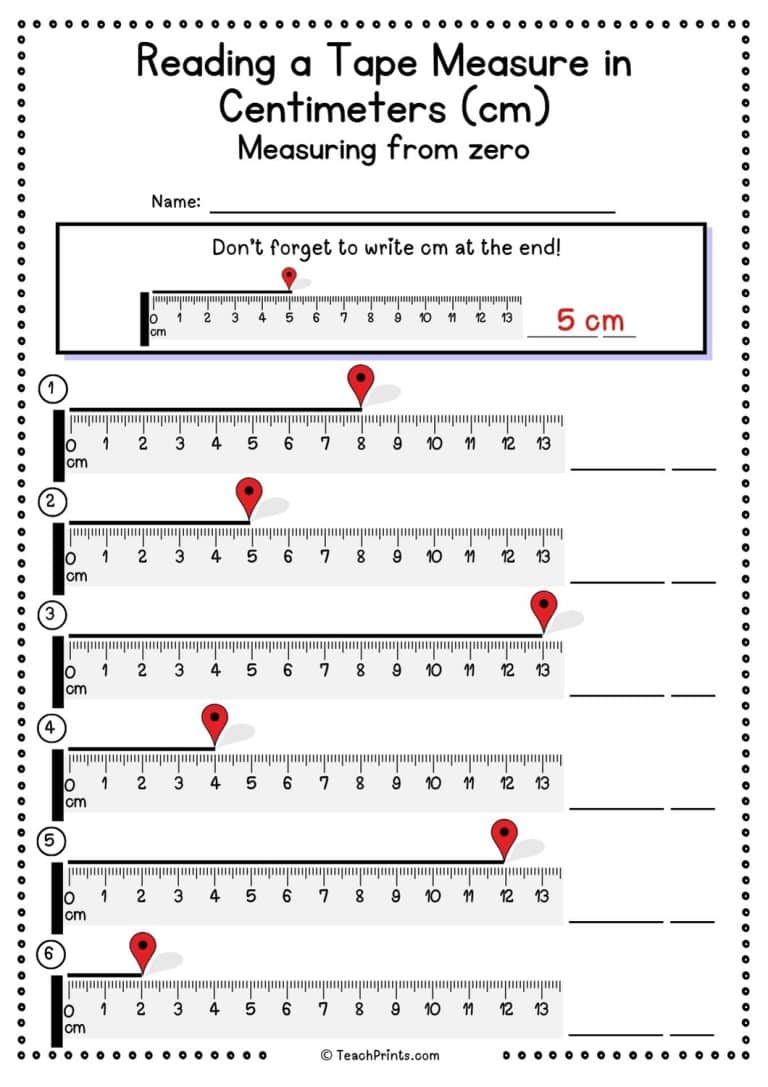Free Measuring Tape Worksheets - Teach Prints
