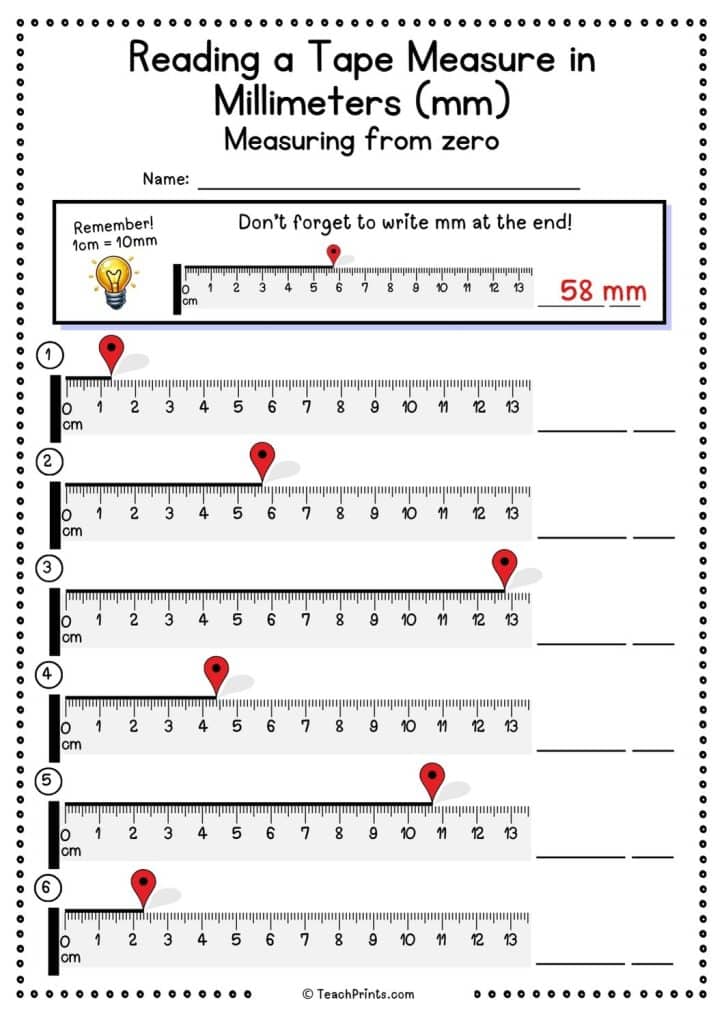 Free Measuring Tape Worksheets - Teach Prints