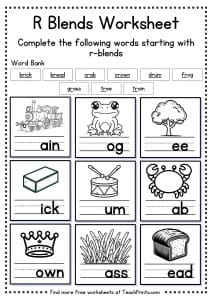 Free R Blend Worksheets - Teach Prints