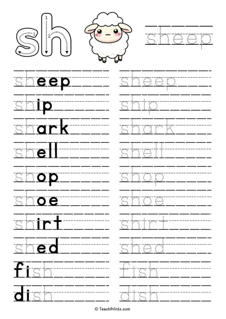 Free Sh Worksheets - Teach Prints