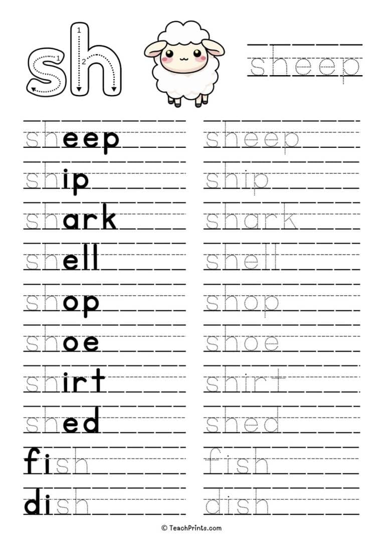 Free Sh Worksheets - Teach Prints