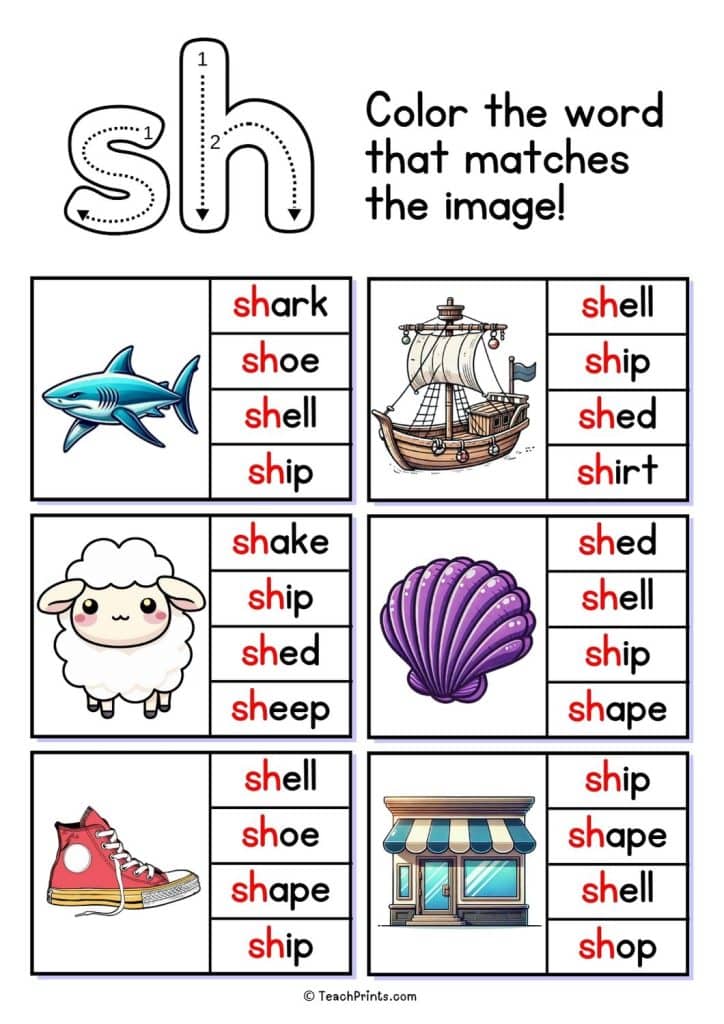 Free Sh Worksheets - Teach Prints