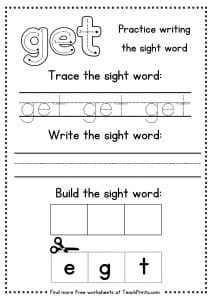 Free Sight Word 'Get' Worksheets - Teach Prints