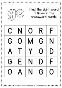 Free Sight Word 'Go' Worksheets - Teach Prints