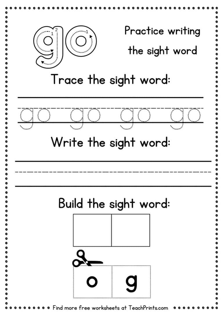 Free Sight Word 'Go' Worksheets - Teach Prints