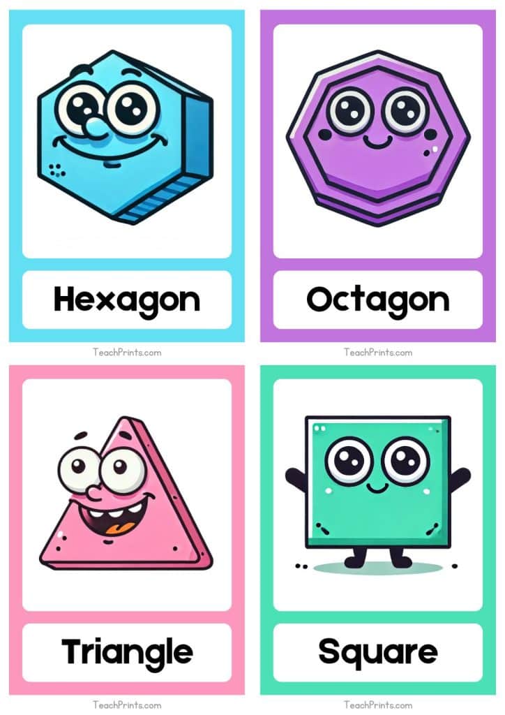 Shapes Flashcards (2D & 3D) - Free Printables - Teach Prints