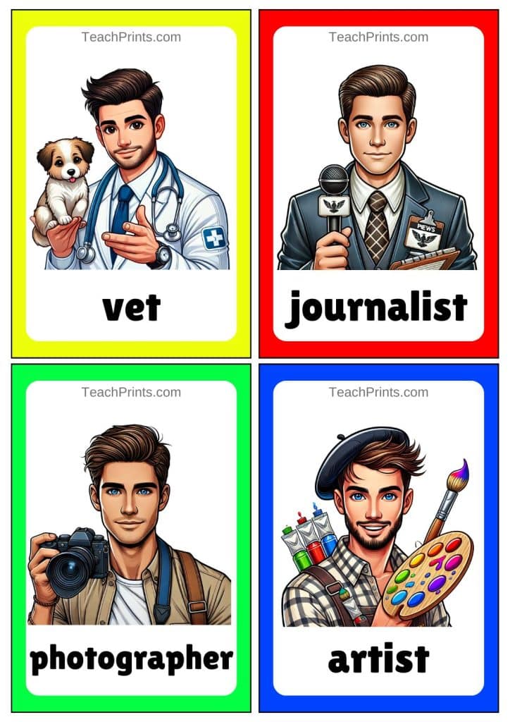 120 Free Jobs Flashcards (A4 Printable) - Teach Prints