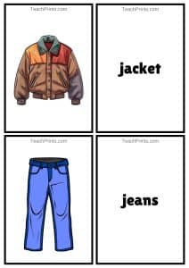 Clothes Flashcards - 42 Free Printables! - Teach Prints