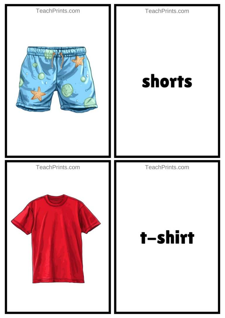 Clothes Flashcards - 42 Free Printables! - Teach Prints