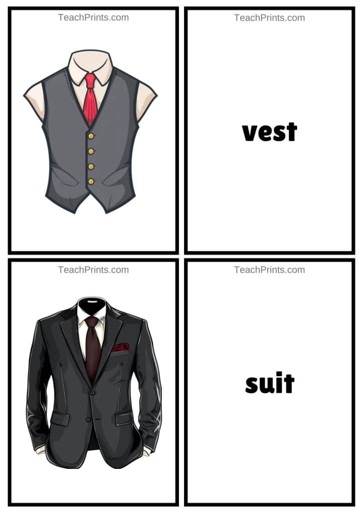 Clothes Flashcards - 42 Free Printables! - Teach Prints