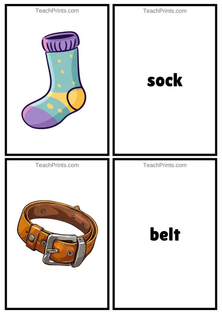 Clothes Flashcards - 42 Free Printables! - Teach Prints