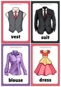 Clothes Flashcards - 42 Free Printables! - Teach Prints