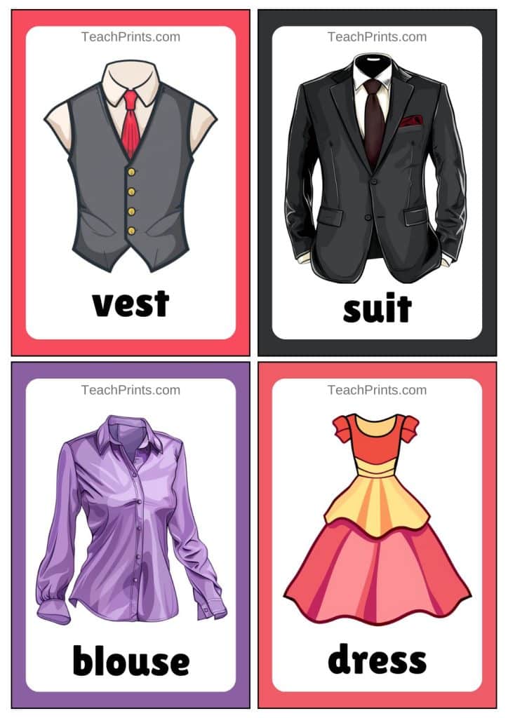Clothes Flashcards - 42 Free Printables! - Teach Prints