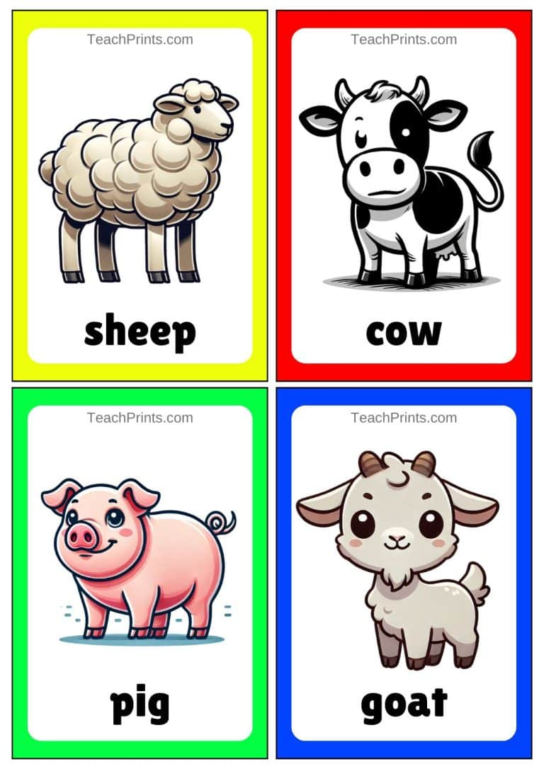 Farm Animals Flashcards - Free Printables! - Teach Prints