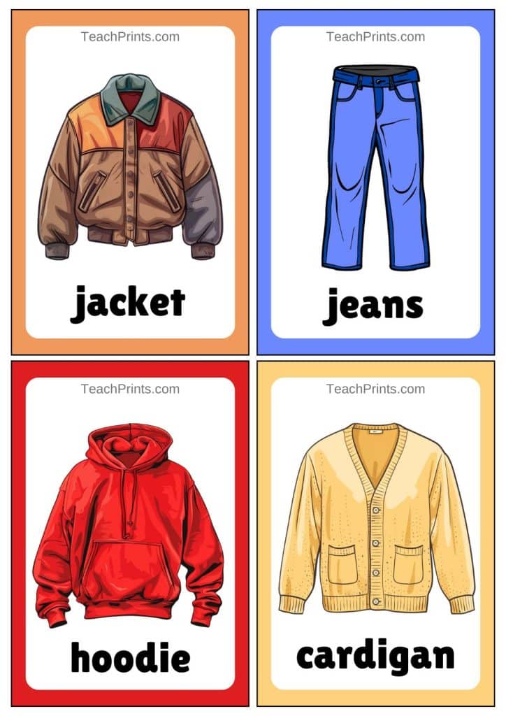 Clothes Flashcards - 42 Free Printables! - Teach Prints
