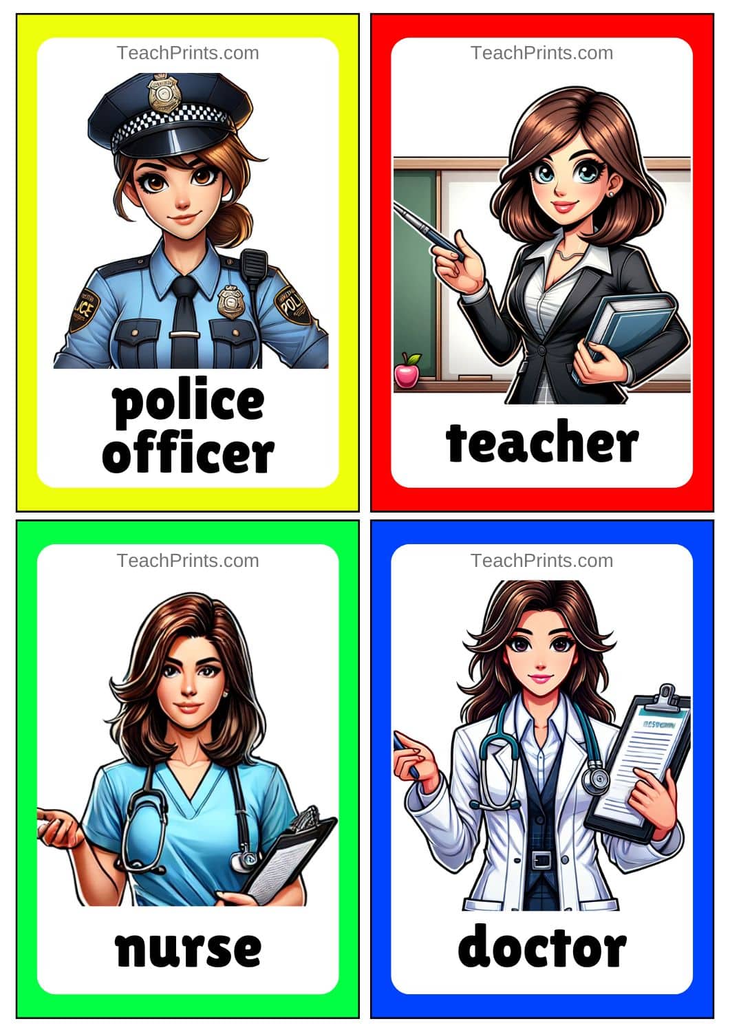 120 Free Jobs Flashcards (A4 Printable) - Teach Prints