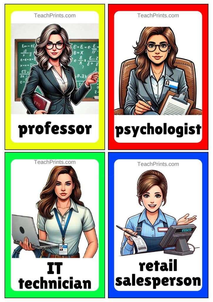 120 Free Jobs Flashcards (A4 Printable) - Teach Prints