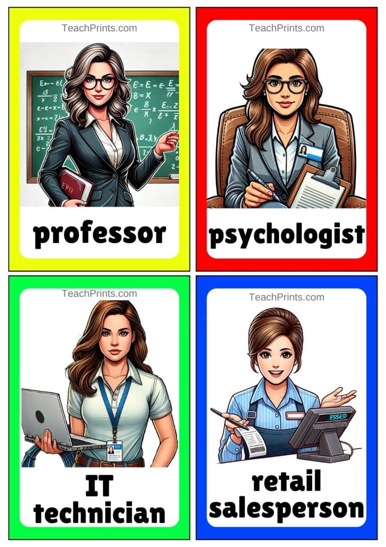 120 Free Jobs Flashcards (A4 Printable) - Teach Prints