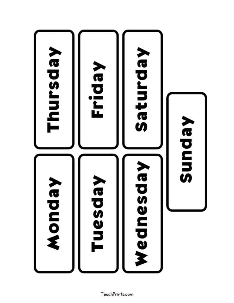 Days of the Week Flashcards (Free to Print) - Teach Prints