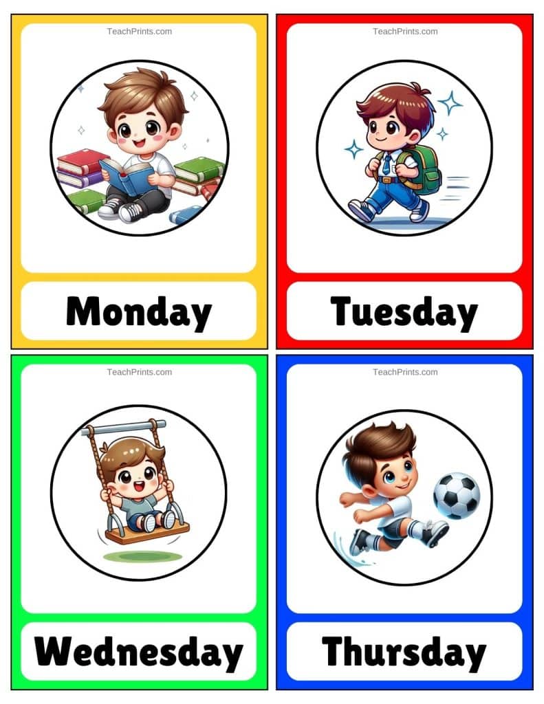 Days of the Week Flashcards (Free to Print) - Teach Prints