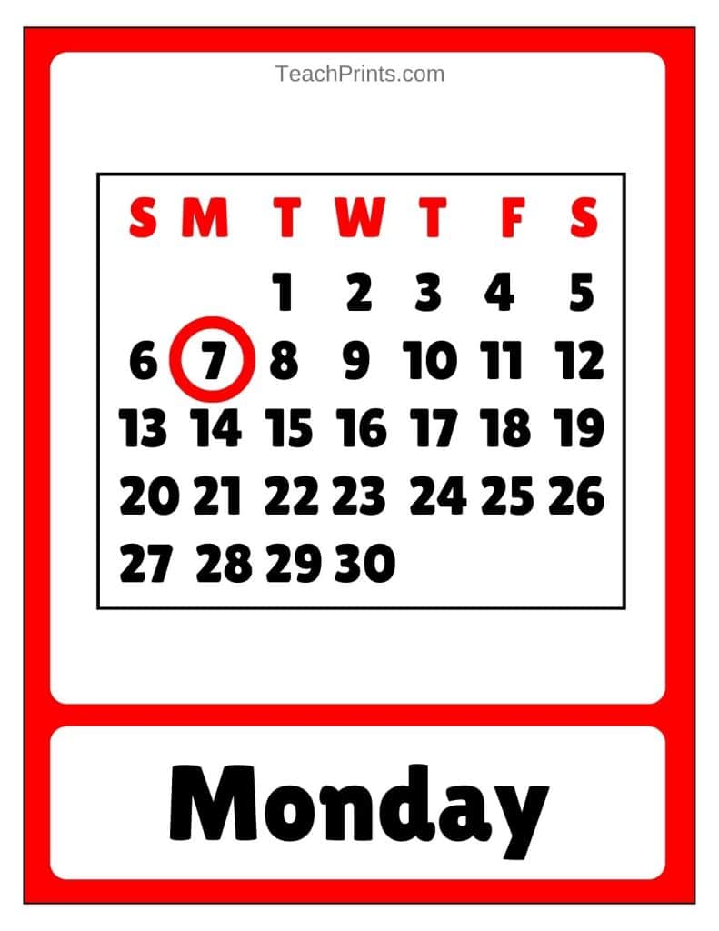 Days of the Week Flashcards (Free to Print) - Teach Prints