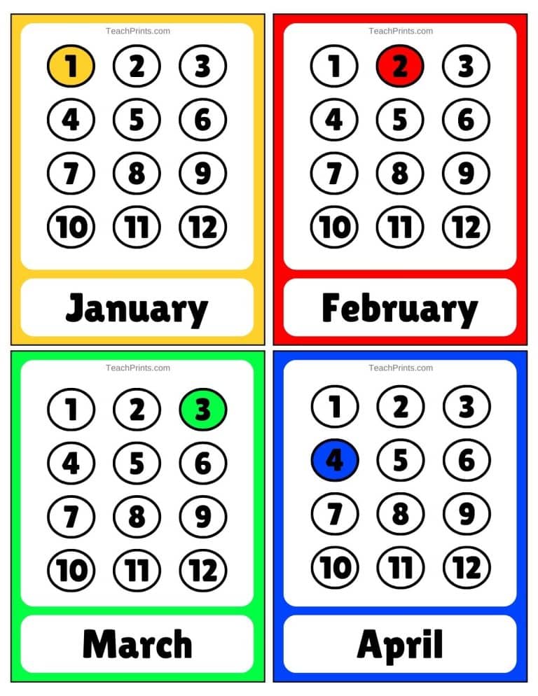 Months of the Year Flashcards - Free Printables - Teach Prints