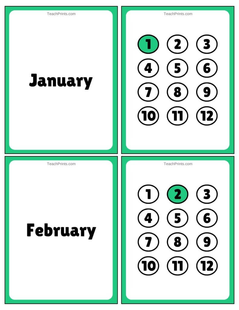 Months of the Year Flashcards - Free Printables - Teach Prints
