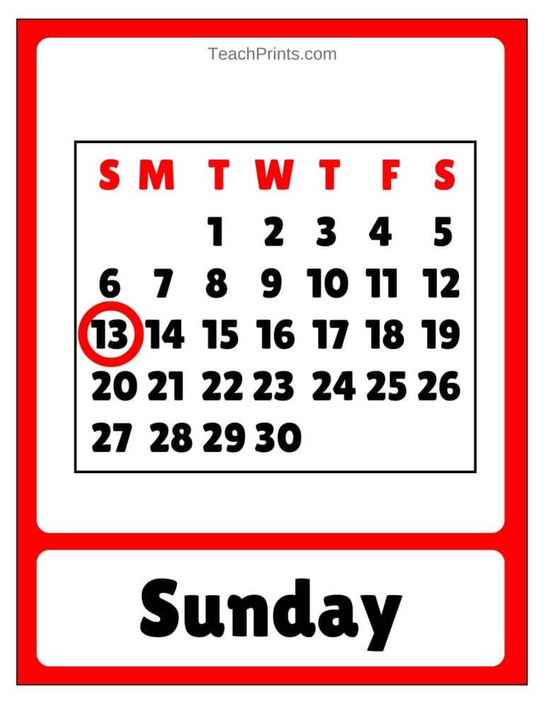 Days of the Week Flashcards (Free to Print) - Teach Prints