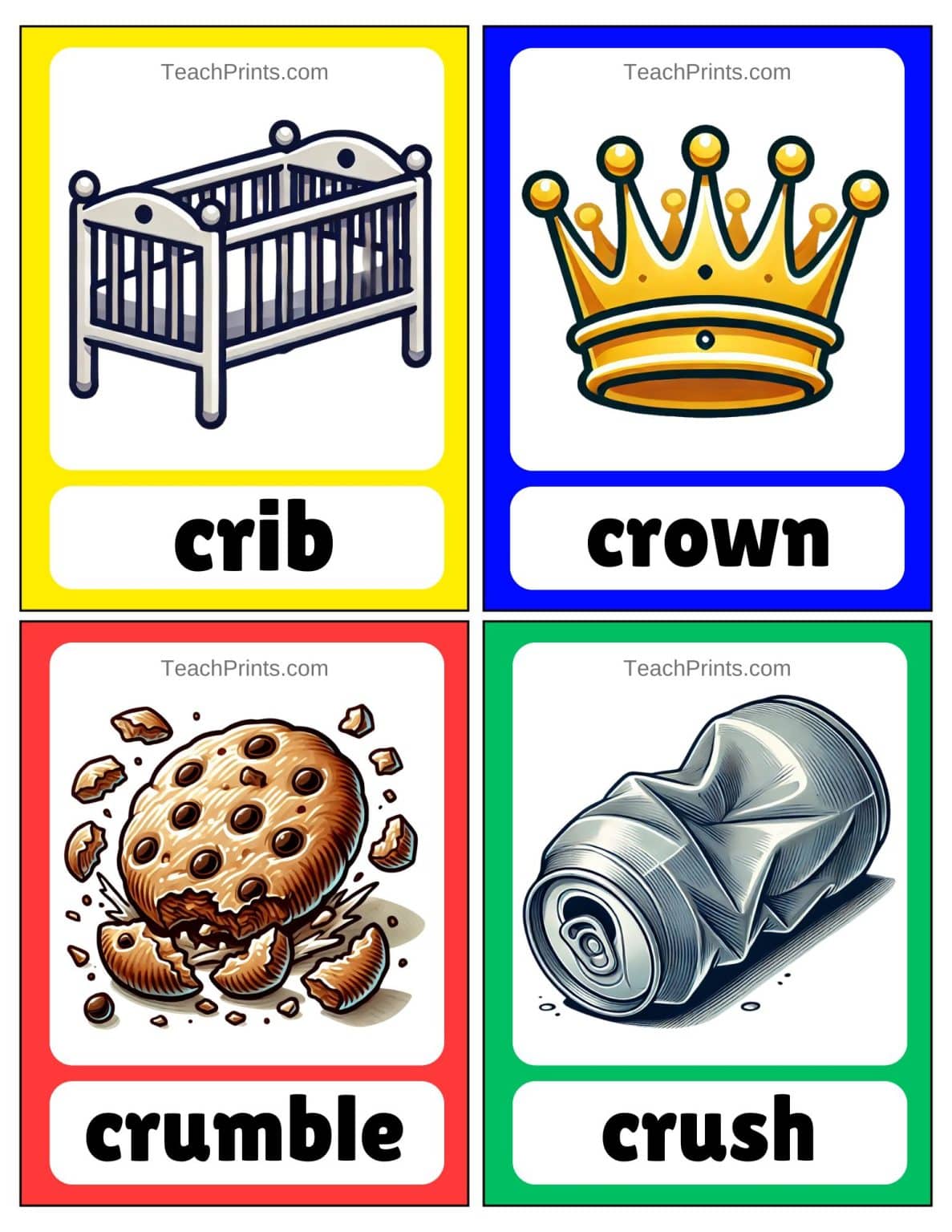 100 Free Consonant Blends Flashcards (Printable) - Teach Prints