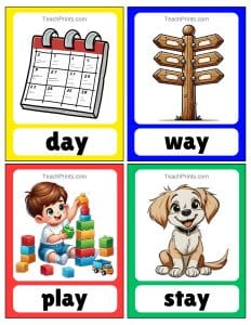 108 Free Diphthongs Flashcards (Printable) - Teach Prints