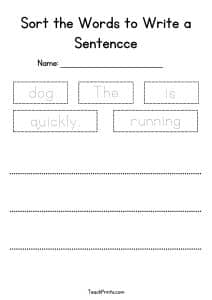 17 Sentence Practice Worksheets - Free to Print - Teach Prints