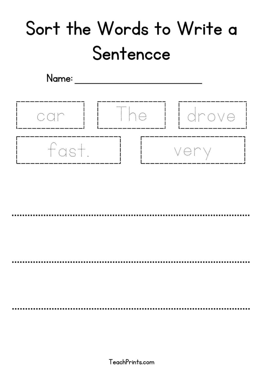 17 Sentence Practice Worksheets - Free to Print - Teach Prints
